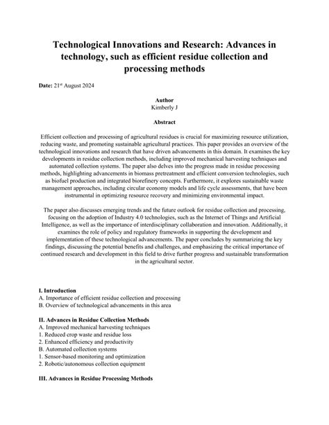 Pdf Technological Innovations And Research Advances In Technology Such As Efficient Residue