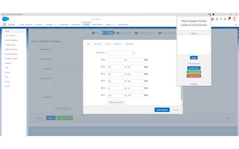 mass update pardot dropdowns checkboxes in