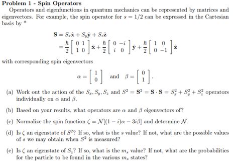 solved problem 1 spin operators operators and