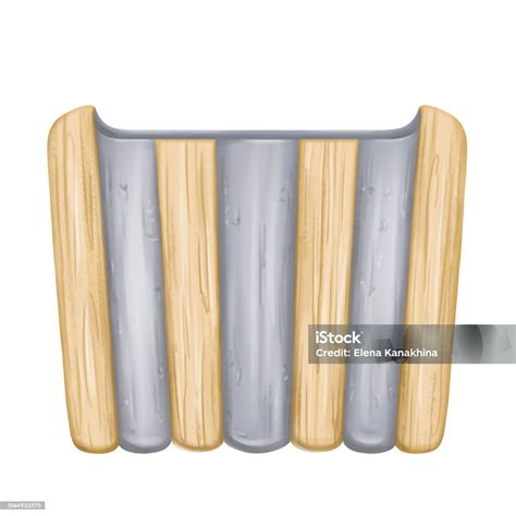 수채화 스타일의 콘크리트와 가벼운 나무로 만든 정원 냄비 정원 가정 장식 꽃병 디자이너 식기 도구 흰색 배경에 그림입니다 녹지와 식물 재배 갈퀴에 대한 스톡 벡터 아트 및