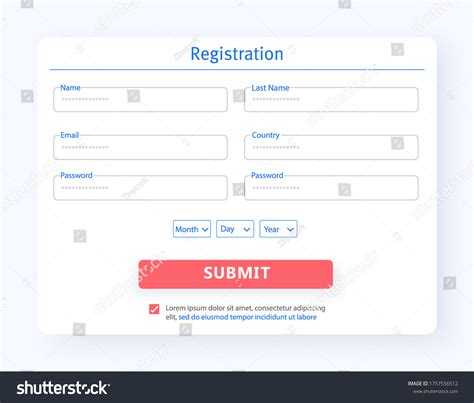 Interface Registration Form Ux Ui Gui Stock Vector Royalty Free