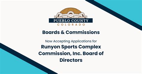 Accepting Applications For Runyon Sports Complex Commission Inc Board Of Directors Pueblo County Accepting Applications For Runyon Sports Complex Commission Inc Board Of Directors Pueblo County