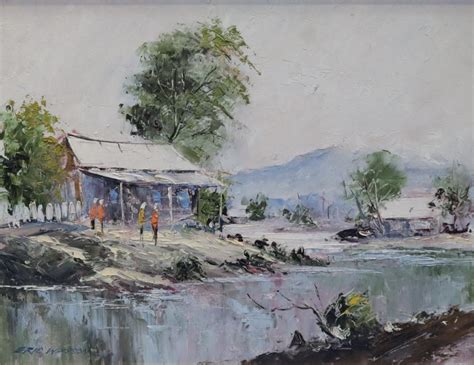 Lot Eric Whisson Oil On Board Lakeside Cabin Signed Lower Left