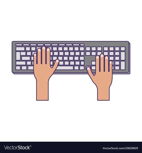 hands using computer keyboard blue lines vector image
