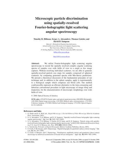 Pdf Microscopic Particle Discrimination Using Spatially Resolved