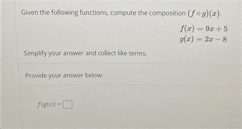 Solved Given the following functions, compute the | Chegg.com