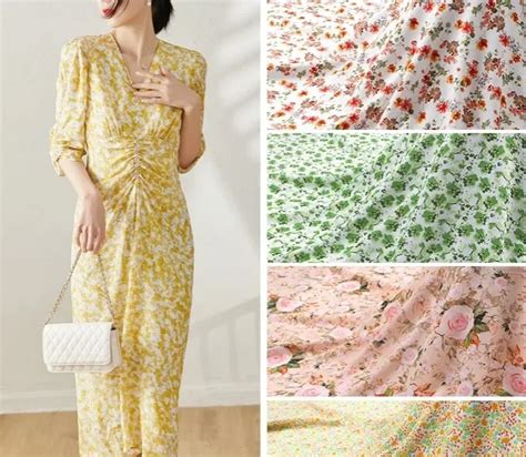 Хлопковая шелковая ткань с цветочным рисунком для шитья платьев и ...