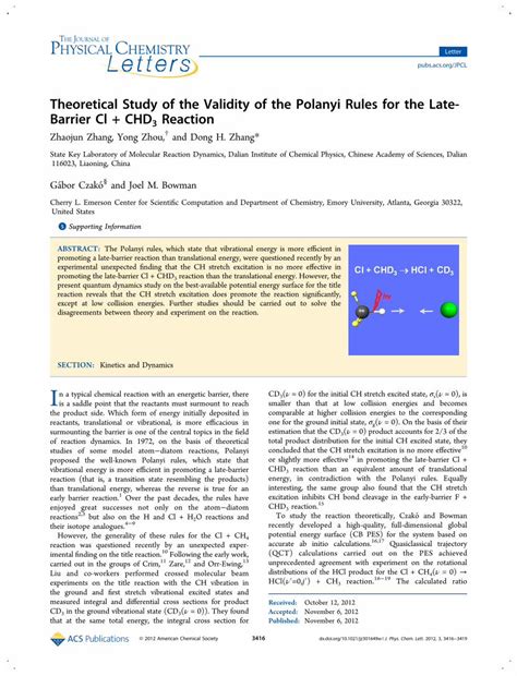 PDF Theoretical Study Of The Validity Of The Polanyi Rules For The Late Barrier Cl CHD