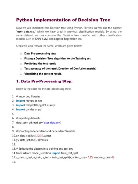 5b Python Implementation Of Decision Tree Pdf Statistical