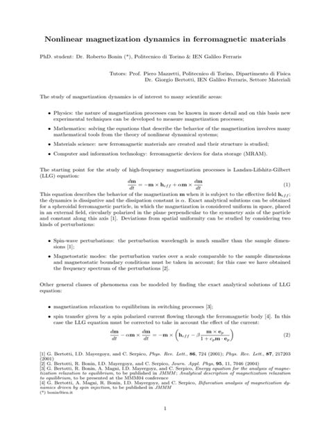 nonlinear magnetization dynamics in ferromagnetic materials