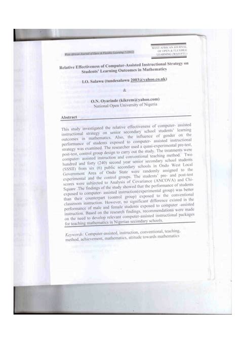Pdf Relative Effectiveness Of Computer Assisted Instructional