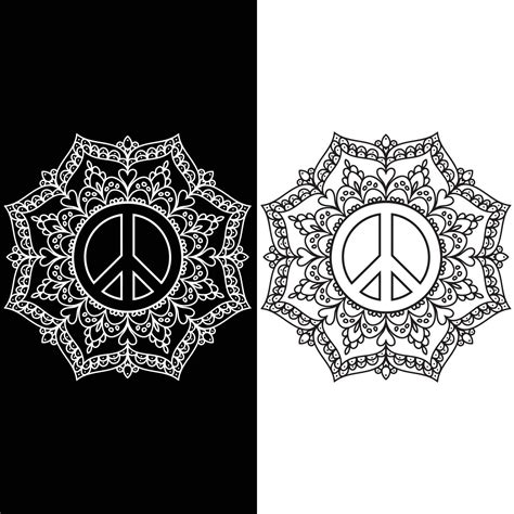 International Day Of Peace Mandala Design With Peace Symbol Black And