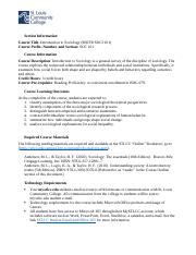 SOC Introduction To Sociology Syllabus Docx Section Information Course Title Introduction