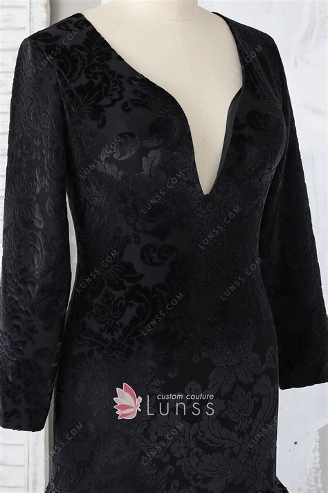 Plus Size Black Velvet 3d Rosettes Mermaid Prom Dress Lunss