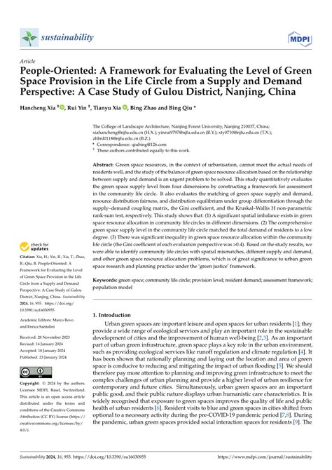 Pdf People Oriented A Framework For Evaluating The Level Of Green Space Provision In The Life