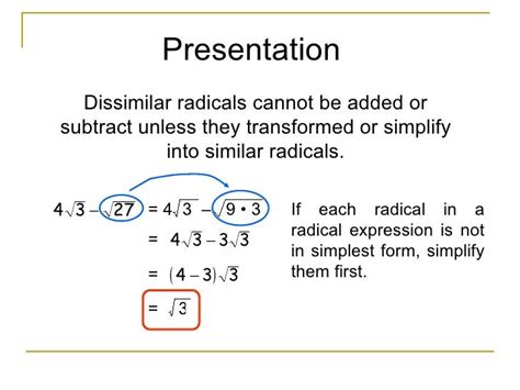 Addition And Subtraction Of Radicals Dissimilar Radicals