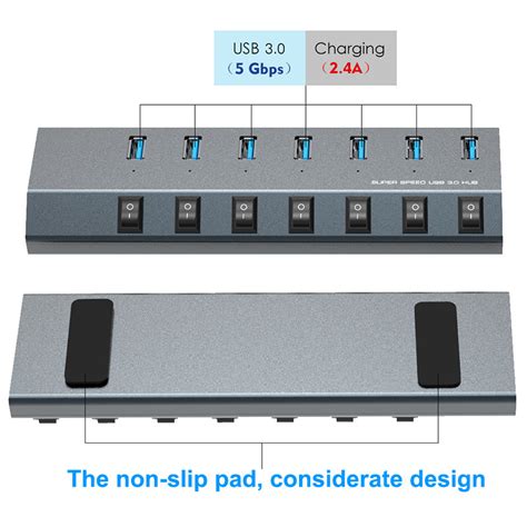 High Power Usb3 0 7 Port Hub With Individual Power Switches Hub 7 Port Hub And Usb Hub Price