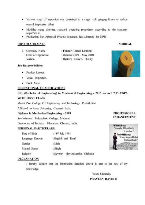 Resume Praveen David Pdf