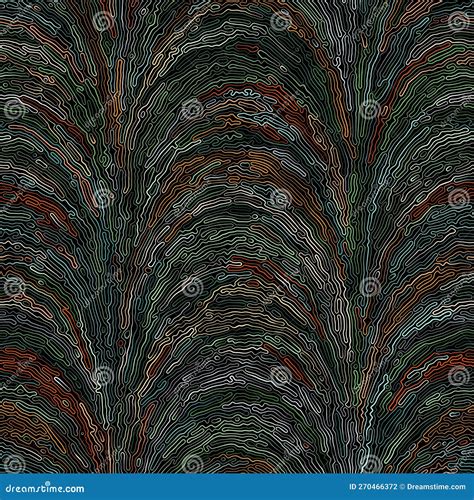 Seamless Geometric Pattern With Multicolored Curved Lines With Jagged