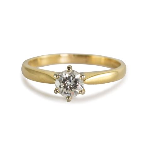 Diamond Solitaire Engagement Ring In 18k Yellow Gold