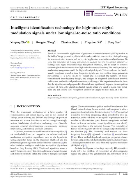 Pdf Intelligent Identification Technology For High‐order Digital