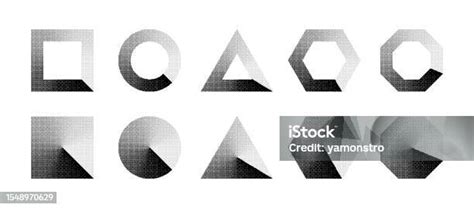 basic geometric shapes with bitmap dither clockwise gradient vector