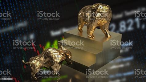 비즈니스 개념 3d 렌더링을 위한 계단에 있는 황금 황소와 곰 3차원 형태에 대한 스톡 사진 및 기타 이미지 3차원 형태 개념 개념과 주제 Istock