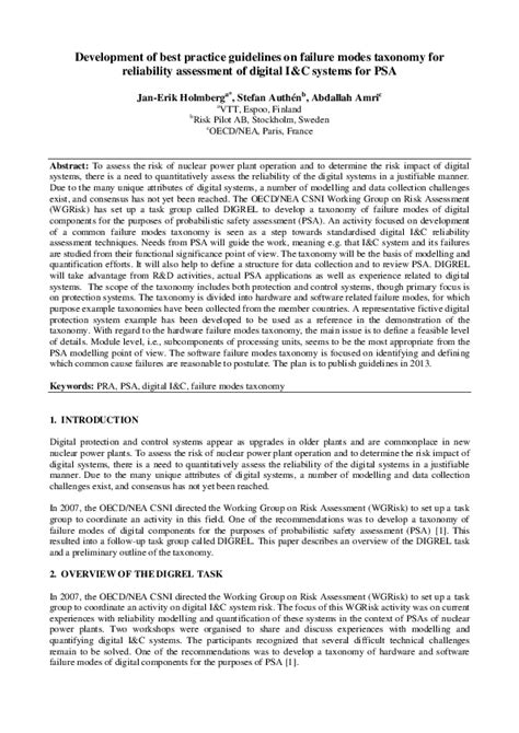 Pdf Development Of Best Practice Guidelines On Failure Modes Taxonomy For Reliability Pdf Development Of Best Practice Guidelines On Failure Modes Taxonomy For Reliability