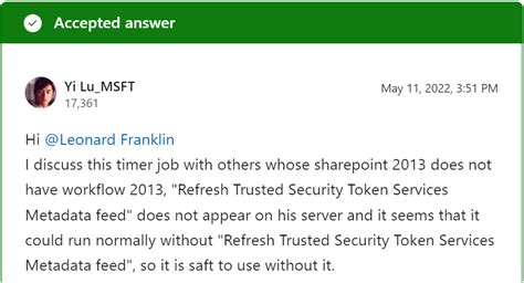 refresh trusted security token services metadata feed timer job failed