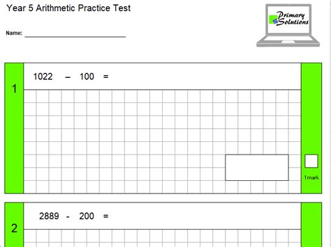Year 5 Arithmetic Tests Set Of 10 With Answers Teaching Resources