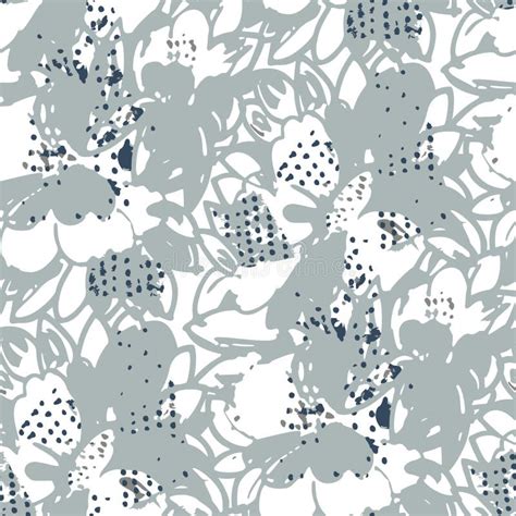 Monochrome Seamless Pattern With A Simple Abstract Drawing Vector Stock Illustration