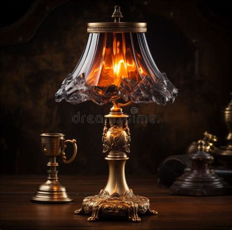 Ai Illustration Of A Lamp Illuminated On A Side Table Next To Another