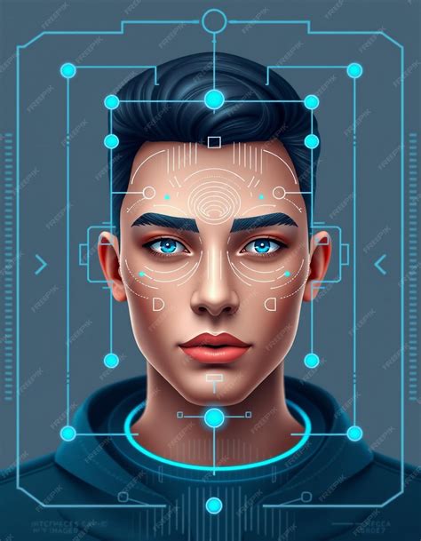 3d Face Recognition Set Biometric Id Facial Scanning And Cyber Security