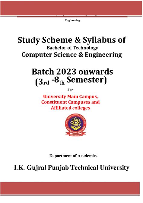 Revised Btech Cse 2023 Syllabus Ik Gujral Punjab Technical