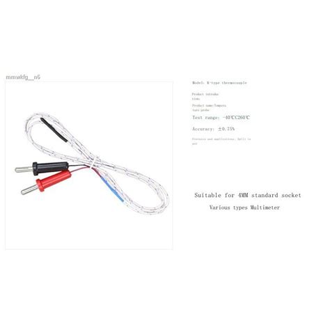 Multimeter Temperature Probe Sensor With Line K Type Thermocouple Thermometer Universal