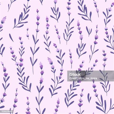 보라색 배경에 아름답고 우아한 라벤더 싹 꽃과 벡터 원활한 패턴입니다 라벤더 원단 디자인 라벤더 색상 묘사에 대한 스톡 벡터 아트 및 기타 이미지 Istock