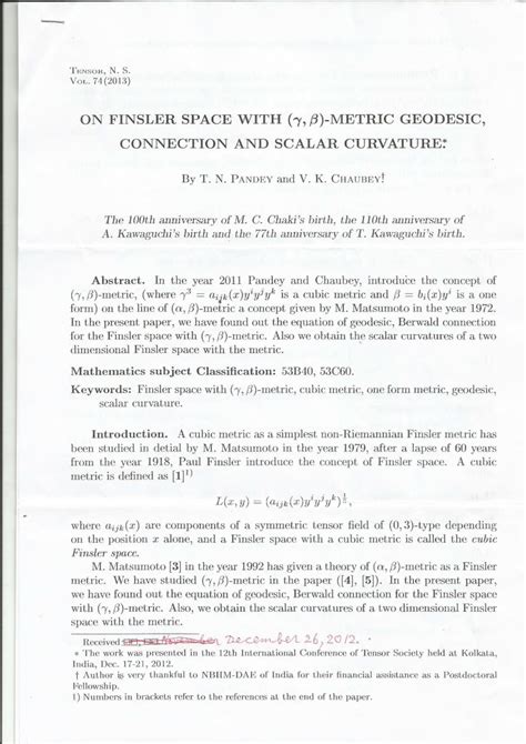 Pdf On Finsler Space With γ β Metric ―geodesic Connection Scalar
