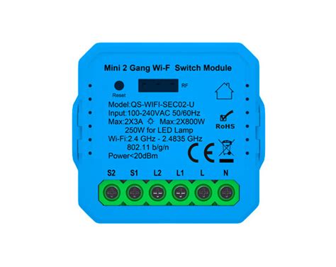 EC Series 2 Gangs WiFi Switch Module With RF Receiver QUALITY LED CO LTD