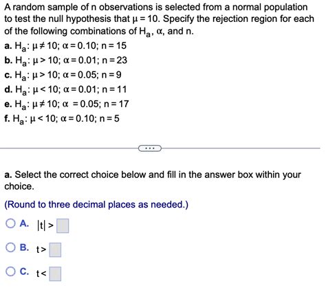 Solved A Random Sample Of N Observations Is Selected From A
