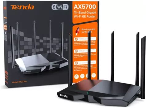 TENDA RX27 PRO Wifi 6E router Wi-Fi (AX5700 Tri-Band 6Ghz:2402Mbps+5Ghz ...