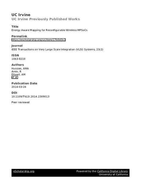 Pdf Energy Aware Mapping For Reconfigurable Wireless Mpsocs
