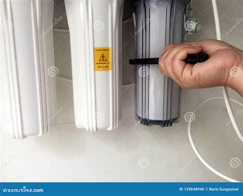 Time To Change Water Filters Remove The Filter Do It Yourself Stock Photo Image Of Plumbers