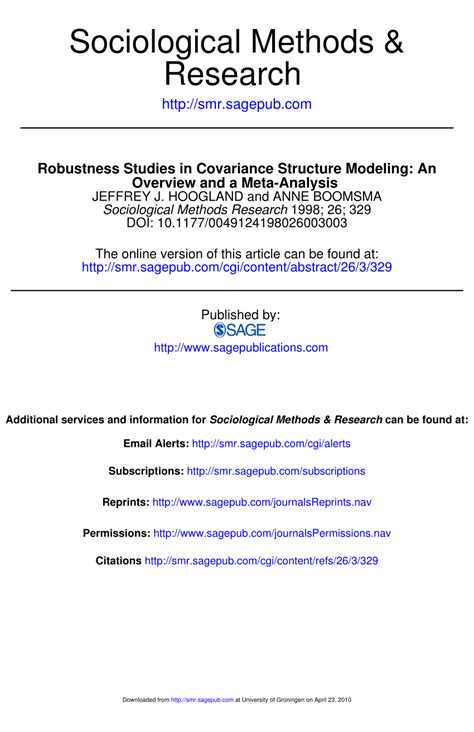 Pdf Robustness Studies In Covariance Structure Modeling An Overview