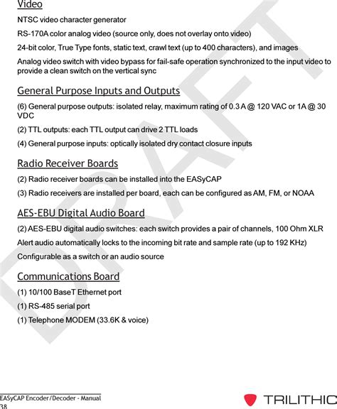 Trilithic Easycap 1 Emergency Alert System User Manual