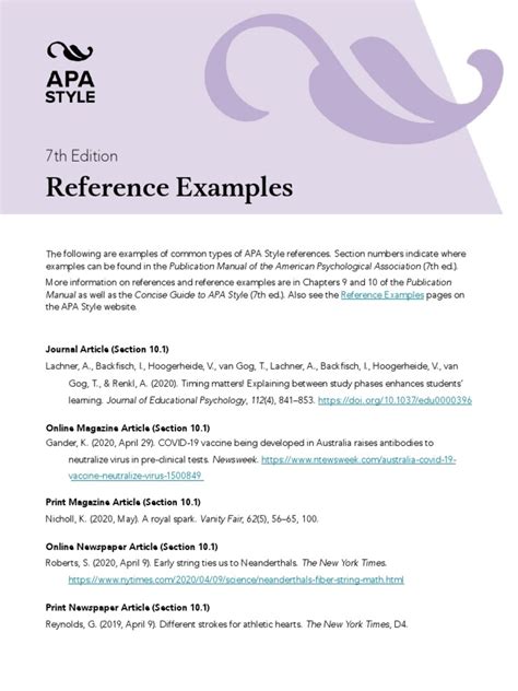 Reference Examples Pdf American Psychological Association Apa Style