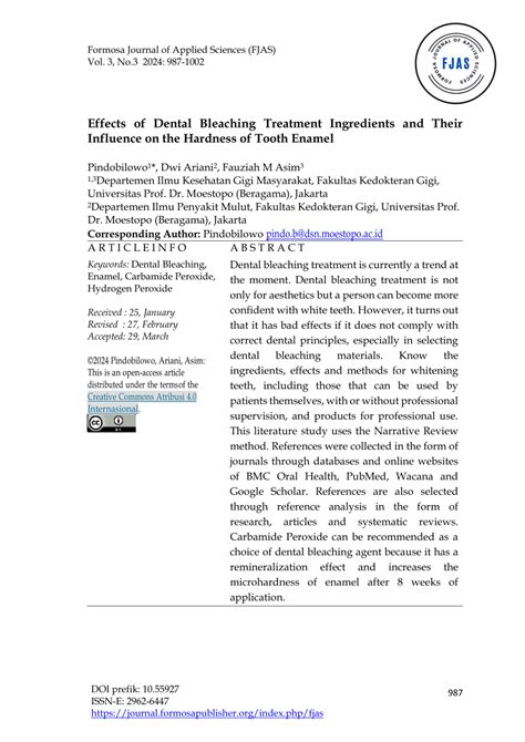 Pdf Effects Of Dental Bleaching Treatment Ingredients And Their Influence On The Hardness Of