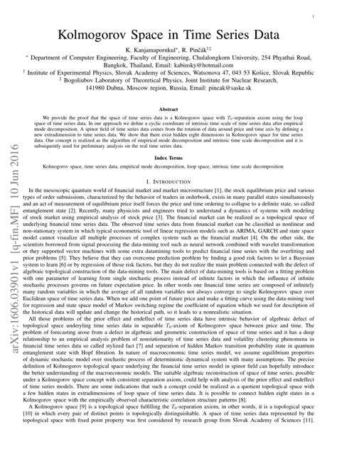 Pdf Kolmogorov Space In Time Series Data