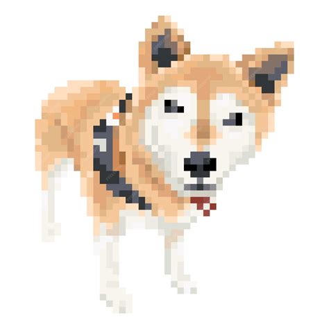 귀여운 강아지 픽셀 아트 그림 프리미엄 벡터