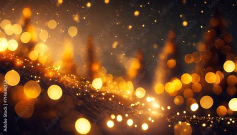 A Magical Abstract Landscape Of Twinkling Amber Lights Creates A Dreamy