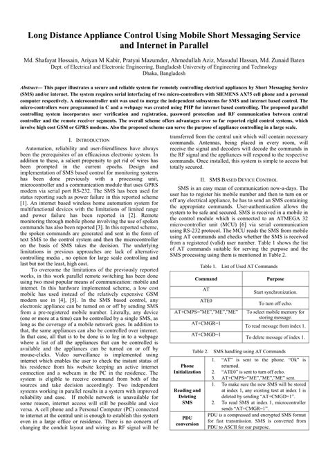 Pdf Long Distance Appliance Control Using Mobile Short Messaging Service And Internet In Parallel